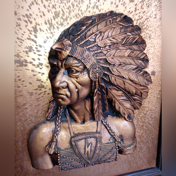 Art | Vintage Native American Art Copper Indian Chief 3d 6s Wall ...
